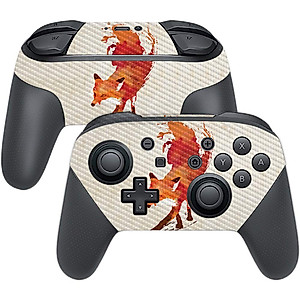 MightySkins Carbon Fiber Skin for Nintendo Switch Pro Controller - Vulpes Fox | Protective, Durable Textured Carbon Fiber Finish | Easy to Apply, Remove, and Change Styles | Made in The USA