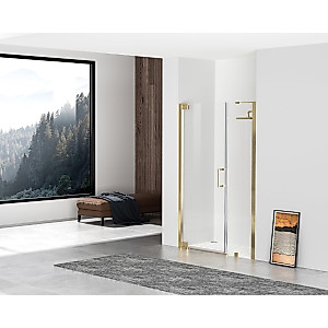 Elegant Kitchen and Bath SD404-4872BGD Semi-Frameless hinged Shower Door 48 x 72 Brushed Gold