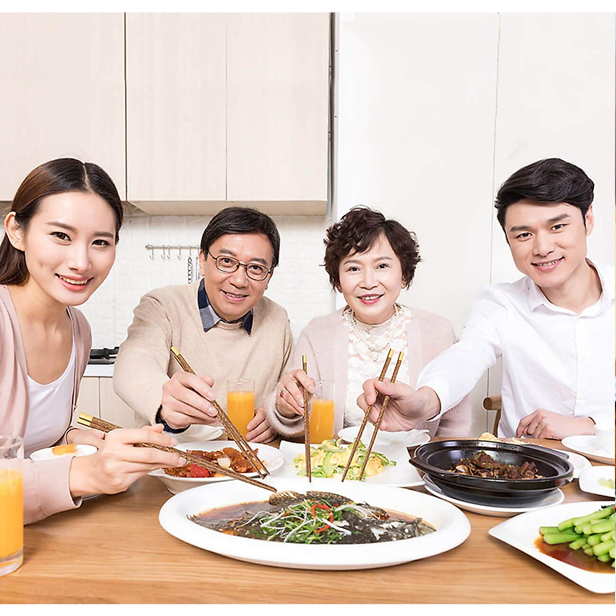 Wooden Chopsticks Reusable with Case, Chinese Chop Sticks Set with Holder 2 Pair (Wenge)