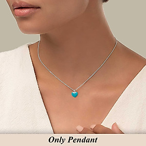 Auriga Fine Jewelry 925 Sterling Silver Turquoise Heart Stone Pendant (L- 33 mm, W- 28 mm) Gift for Women