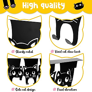 Maitys Black Cat Over The Door Hangers Metal Over The Door Hooks Towel Rack Coat Key Holder Black Cat Decor for Office Camper Rv Home Storage New Year Gift Decorations