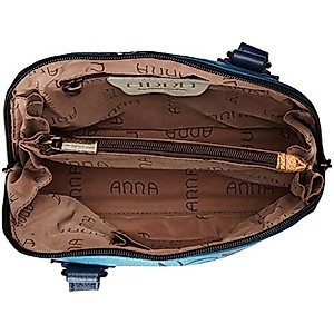 Anna by Anuschka Women's Hand Painted Leather Small Multi Compartment Zip-Around Organizer, Denim Paisley Floral