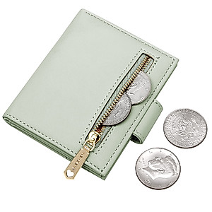 GEEAD Small Wallets for Women Slim Bifold Credit Card Holder Minimalist Zipper Coin Pocket