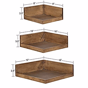 Kate and Laurel Levie Corner Shelf, Set of 3, Rustic Natural, Modern Farmhouse-Inspired Wood Shelf