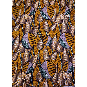 African Guaranteed Wax Block Prints Fabric/African Ankara Wrapper Fabric Wax Fabrics /-Sell by 6 Yards-100% Cotton-for Dresses- Army-Green,Golden-Brown,White,Burgundy,Light Brown