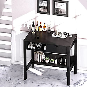 DOSLEEPS Computer Desk with Drawers - Office Desk, 32 inch Writing Desk with Storage Shelves, Vanity Small Desk, Console Table for Living Room, Bedroom, Black.