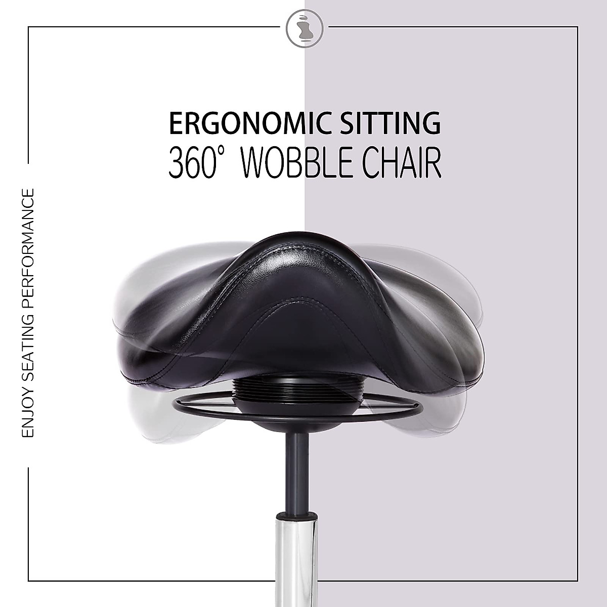 Saddle Stool Swivel Height Adjustable with Wheels Wobble Rolling Stool for Medical Massage Salon Kitchen Spa Drafting Lab Clinic Dentist, Ergonomic Hydraulic Seat Chair Office Stool