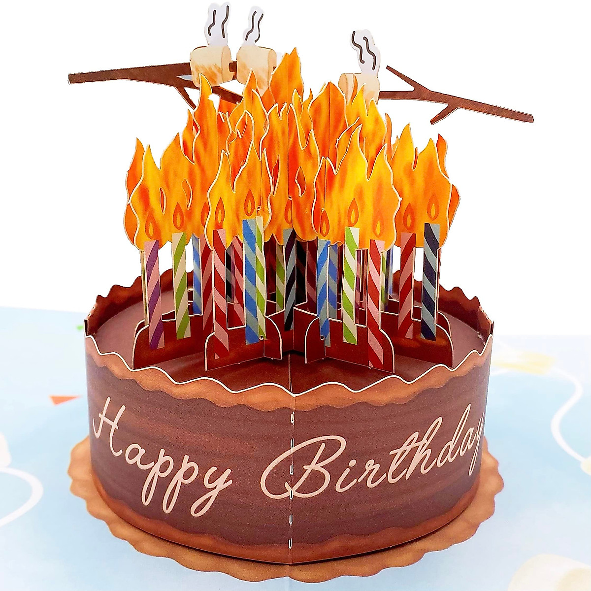 Liif Birthday Cake On Fire Funny Birthday Card, 3D Greeting Pop Up Birthday Card, Happy Birthday Card For Men, Women, Her, Him, Husband, Wife | With Message Note & Envelop | Size 7 X 5 Inch