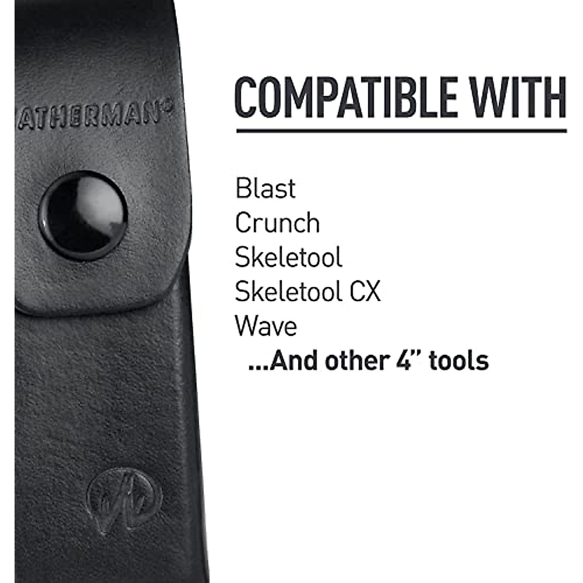 LEATHERMAN, Premium Leather Sheath for Multitools, Fits Skeletool, Crunch & Charge - Black
