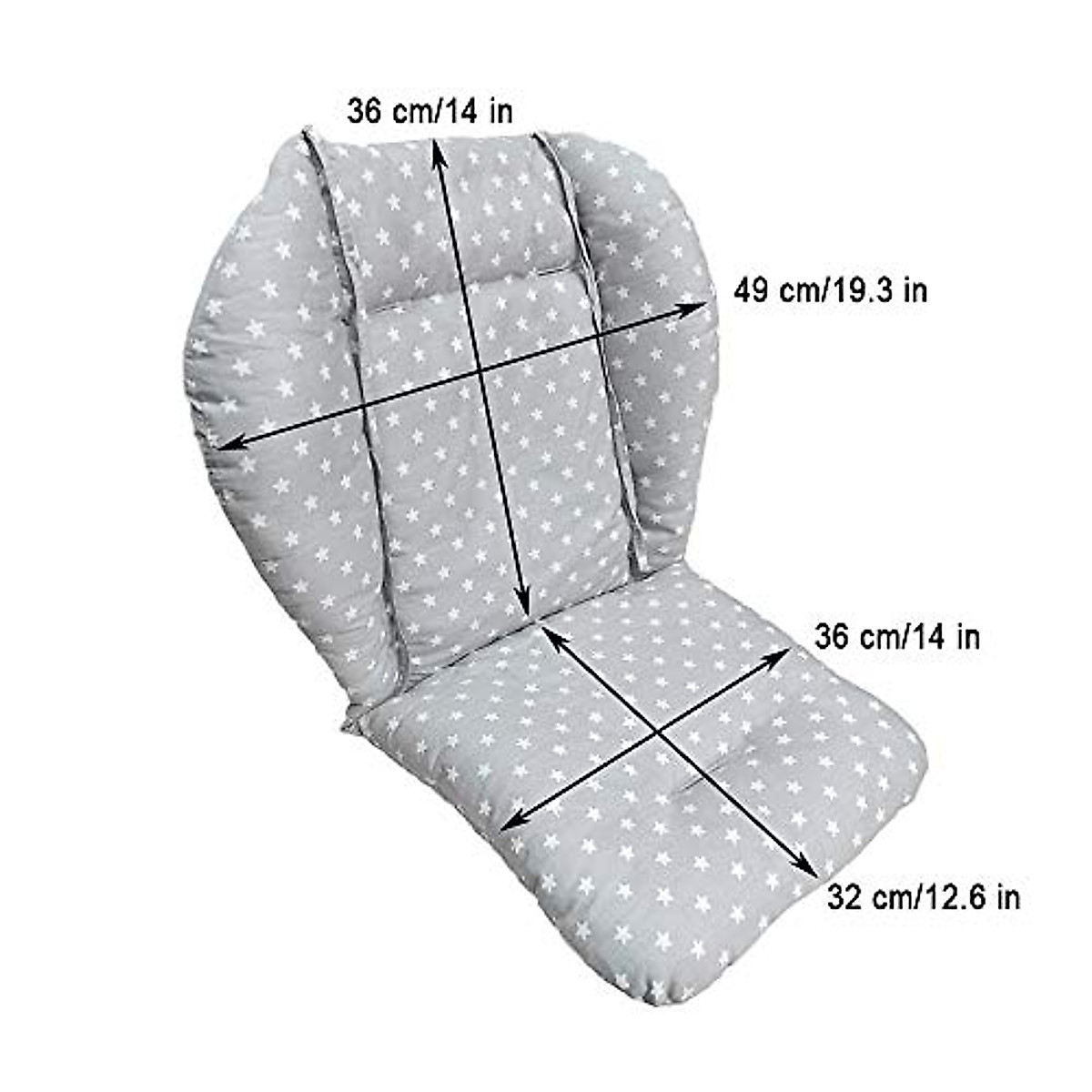 High Chair Cushion, High Chair Pad/seat Cushion/Baby High Chair Cushion,Soft and Comfortable,Light and Breathable,Make The Baby More Comfortable (Gray Background Stars Pattern)
