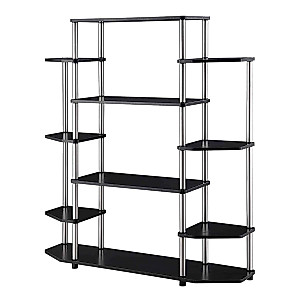 Convenience Concepts Designs2Go No Tools Book Shelf - Contemporary Storage Shelves for Display, 10 Spacious Shelves for Living Room, Office, Black
