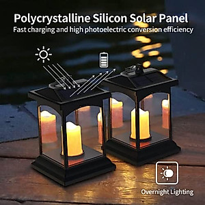 Hanging Solar Lantern Outdoor - 6 Pack Waterproof Solar Powered Lanterns Candles Lights Christmas Flickering Decoration for Patio Backyard Garden (Warm Light)