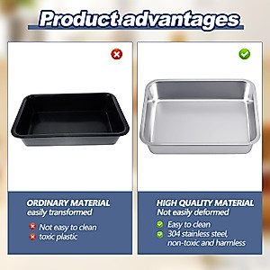 Tiangrid Stainless Steel Commercial Bus Tubs Box Tote Box Dishwashing Tubs, Utility Tub, Meat Prep Tub (2, 13 L)