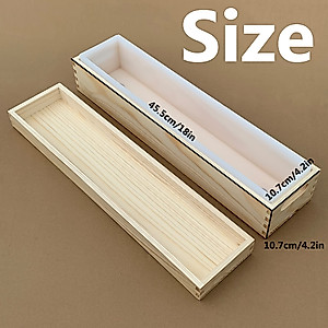 Rectangular soap Mold for soap Making Large Size - 2500ML 80OZ 5lb Large Rectangle Soap Mold Silicone - with Wood Box and Wooden Cover, soap Packaging, Gloves, Stirring Stick