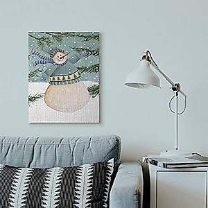 Stupell Industries Snowman Pine Trees Holiday Christmas Illustration, Gallery Wrapped Canvas, Multi-Color
