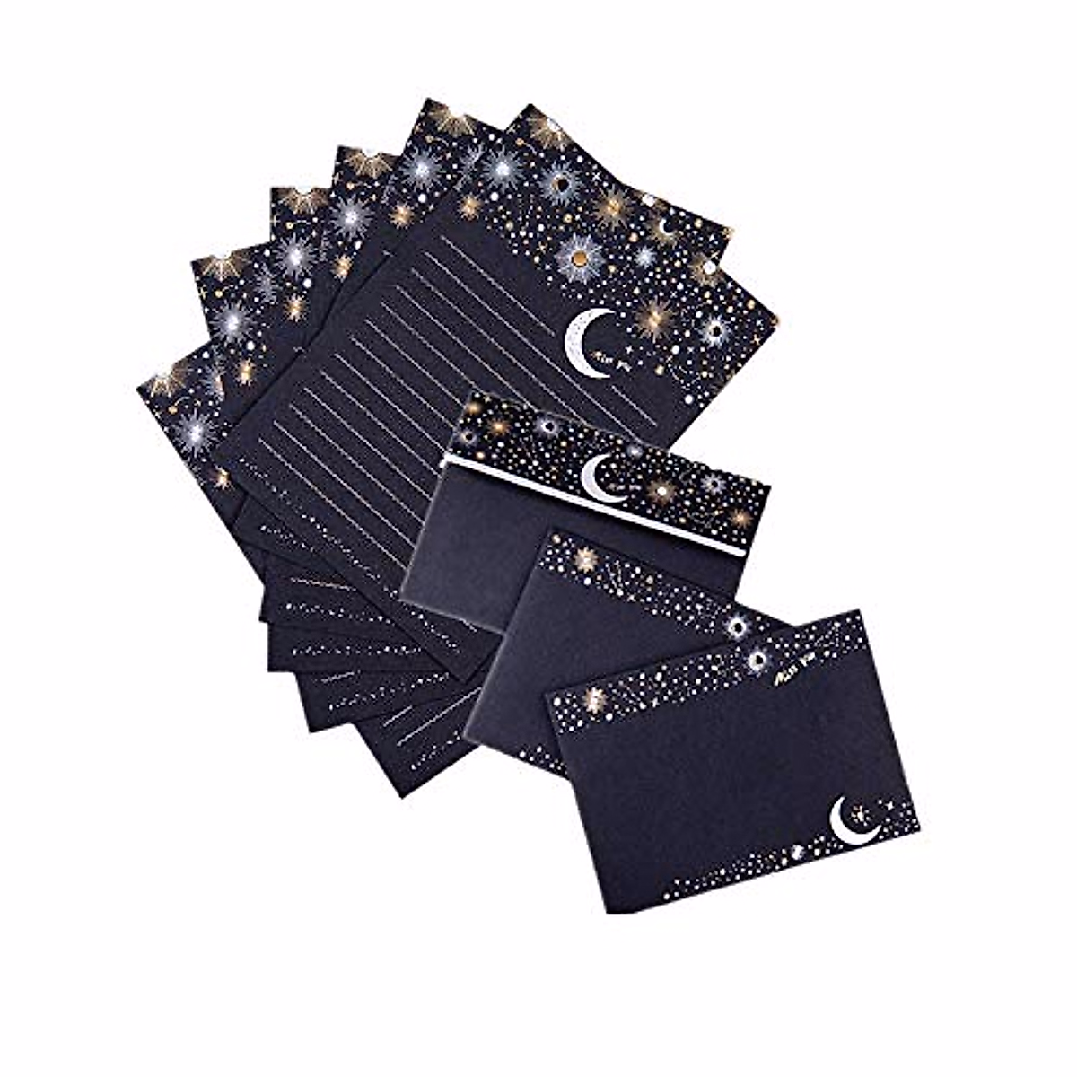 Stationary Paper with Envelopes Pack of 27,Flashing Series stationery Design Writing Stationery Paper with 9 pcs Envelopes,Stationery Set Letter Writing Paper 8.5 x 6 Inch (Black)