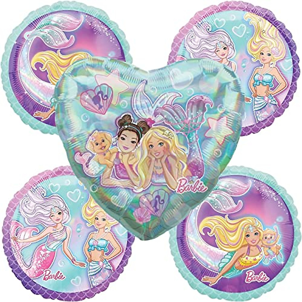 Mermaid Party Balloon Decorations - Set Of 5 Balloons For A Unicorn Princess Mermaid Theme Happy Birthday Decoration Bouquet Centerpiece Or Backdrop Banner