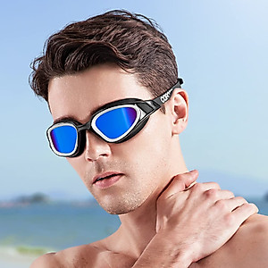 COPOZZ Swim Goggles Men Women, Polarized Swimming Goggles, UV Protection No Leaking Wide Vision