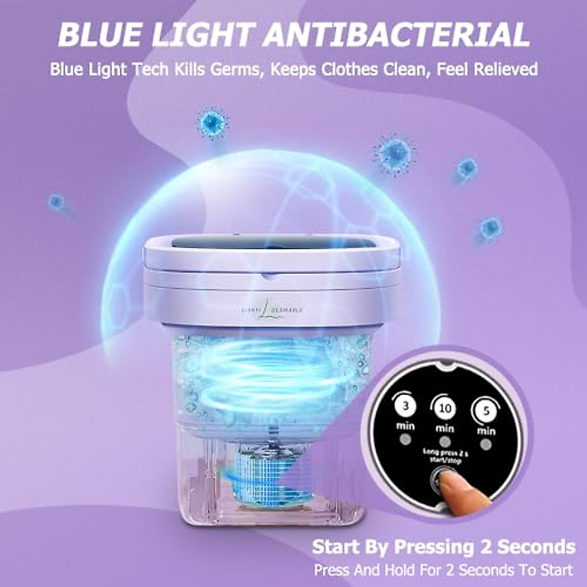 Portable Washing Machine,Small Portable Washing Machine 11L Capacity,Foldable Mini Washing Machine,3 Modes Mini Washer for Baby Clothes, Underwear Or Small Items, Apartment, Dorm, Camping, Travel P