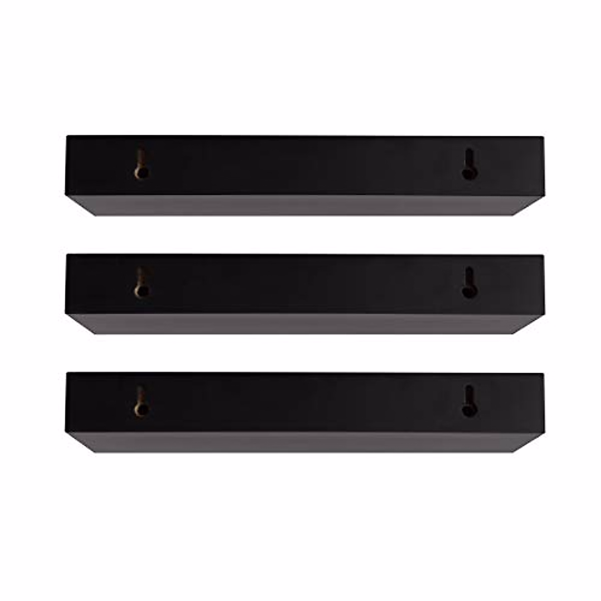 Kiera Grace Modern Set of Three Maine Simple & Classic Decorative Engineered Wood Floating Wall Shelves for Home, Room, & Office, 12" L x 5" W x 1.5" H, Black, 5 x 12 x 1.5 inches, Pack of 3, 3 Count