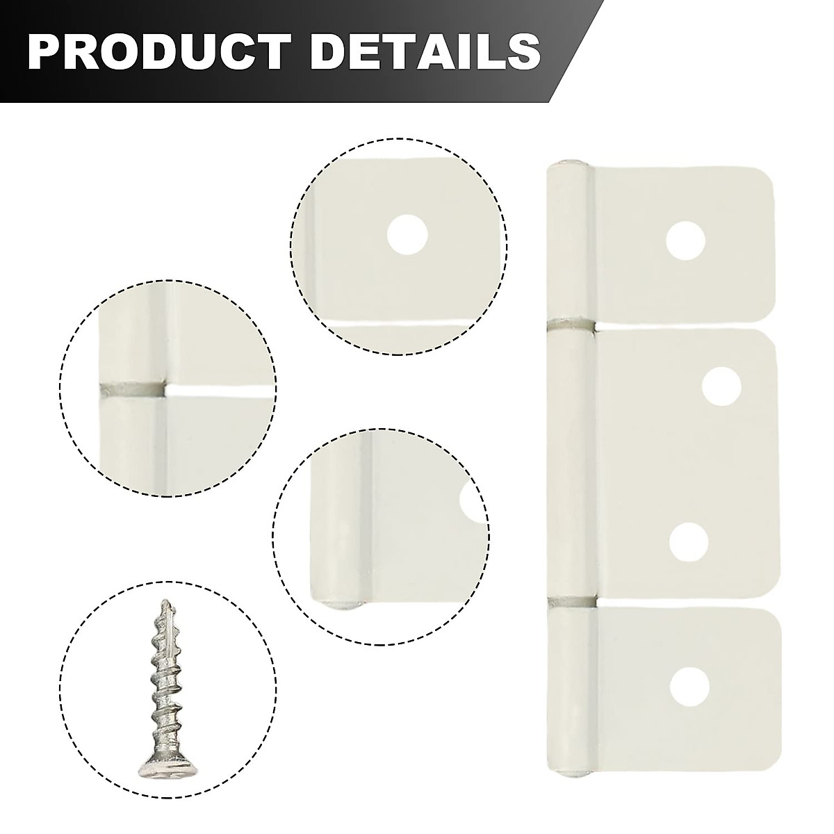 Three Leaf Non-Mortised Hinge for Mobile Home & RV Interior 6 Packa White Door Hinges with Screws