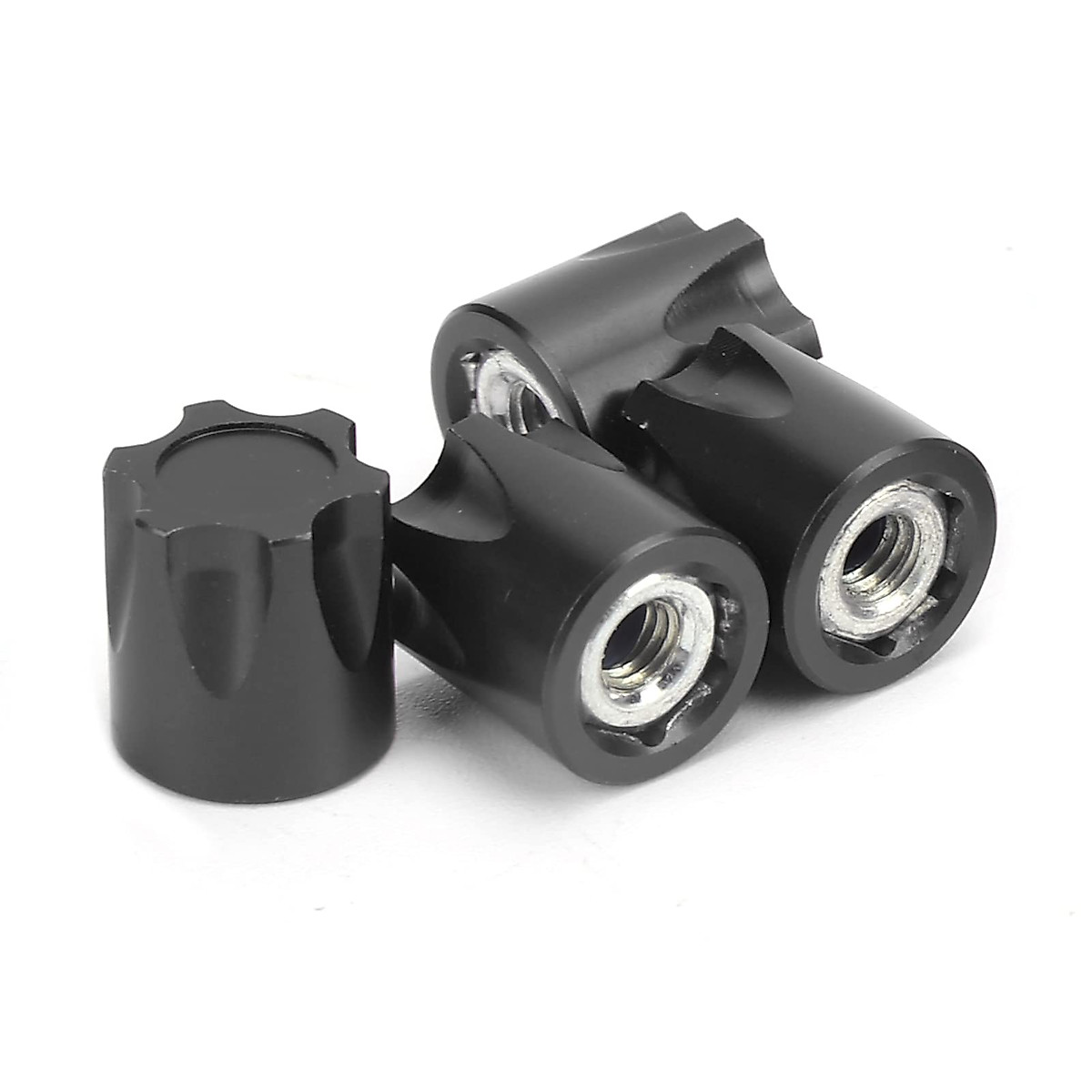 Dilwe RC Wheel Rim M4 Nut, 8Pcs 0.5x0.4inch Wheel Rim Center Cap 1/10 Scale RC Accessories Compatible with Traxxas/Hsp/Redcat/Tamiya/Hpi/Axial Scx10 D90 / Hpi 1/10 RC Car(Black)