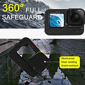 OKFUN Accessories Kit for Go Pro Hero12/Hero11/Hero10/Hero9 Black,Carrying Case+Silicone Case with Rubber Lens Cover+Screen Protector+Battery Side Cover+Lens Cover Cap+Lanyard for Hero12/11/10/9 Black