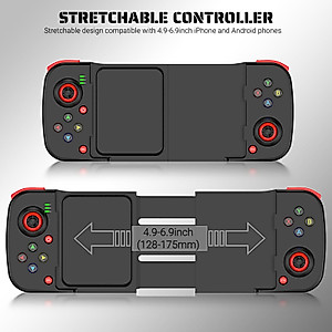 arVin Wireless Gaming Controller for iPhone iOS Android PC, Bluetooth Gamepad Joystick for iPhone 15/14/13/iPad/Samsung Galaxy S23/S22/S21/Tablet, Call of Duty Mobile, Genshin, Roblox-with Back Button