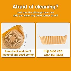 Air Fryer Silicone Pot, Air fryer liners,air fryer accessories,Easy to clean,air fryer parchment paper can be used on both sides,Unique stripe distribution increases baking effect by 10%(2PCS)