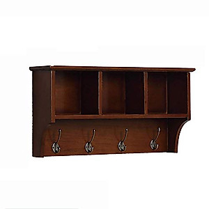 PIBM Stylish Simplicity Shelf Wall Mounted Floating Rack Shelves Retro Hangers Hanging Coat Multipurpose Bearing Strong,3/4 Grid,2 Sizes,2 Colours, Black Walnut , 85x18x35cm
