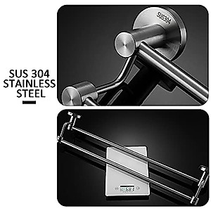 YDYFC Double Towel Bar Rail, 30CM-120CM, SUS 304 Stainless Steel Round Base Towel Holder, Brushed Silver Finish, Wall Mounted Towel Rack for Bathroom Hardware and Kitchen (Size : 23.6inch(60cm))