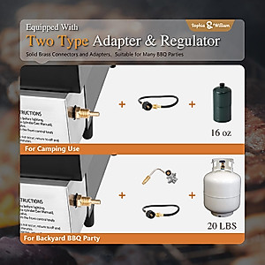 Sophia & William Flat Top Grill with Lid and Ceramic Coated Cast Iron Griddle, 3-Burner Tabletop Propane Gas BBQ Griddle, Portable Outdoor Barbecue Grill,24,000 BTU,Black