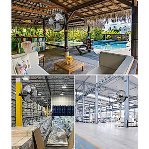 BEESTAR 18 inch High Velocity Wall Mount Fan,Industrial Fan with 3 Speed Commercial Ventilation,Easy Operation and 270 Degree Tilting,Metal Fan for Warehouse,Greenhouse, Workshop and Basement