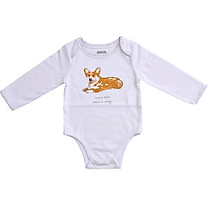MUD PIE Baby Dog Breed Bodysuit and Bib Set, Corgi, 0-6 Months