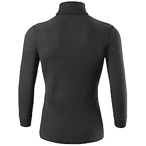 SERHOM Black Turtleneck Men Cotton Long Sleeve Mock Turtleneck for Men Thermal Underwear, M
