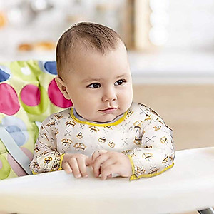 3 Pcs Waterproof Baby Bibs | Long Sleeves Weaning Smock Bib with Food Catcher Pocket for Toddler Eating | Baby Led Weaning | Full Cover Wearable Sleeved Bibs Shirt Apron Set | 6-24 Months