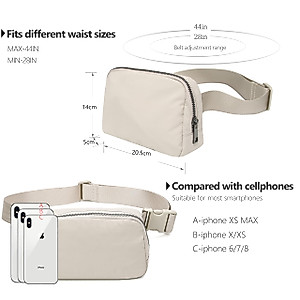 Fanny Belt Bag Waist Pack Crossbody Bags Bum Bag for Running Hiking Travel Workout Adjustable Strap for Women -beige