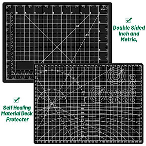 Anezus Exacto Knife with Hobby Mat for Crafts, Self Healing Cutting Mat Hobby Knife with 30 PCS Exacto Blades Precision Knife for Art and Crafts Paper Scrapbooking Stencil (Black)