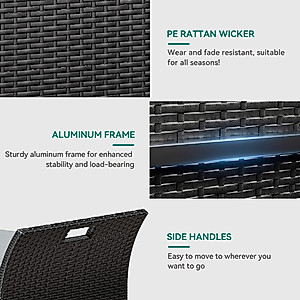 YITAHOME 90 Gallon Outdoor Wicker Storage Bench w/Cushion, Large PE Rattan Deck Storage Box w/Handles & Hydraulics for Patio Furniture, Cushions, Garden Tools, Pool & Sports Equipment, Black&Grey