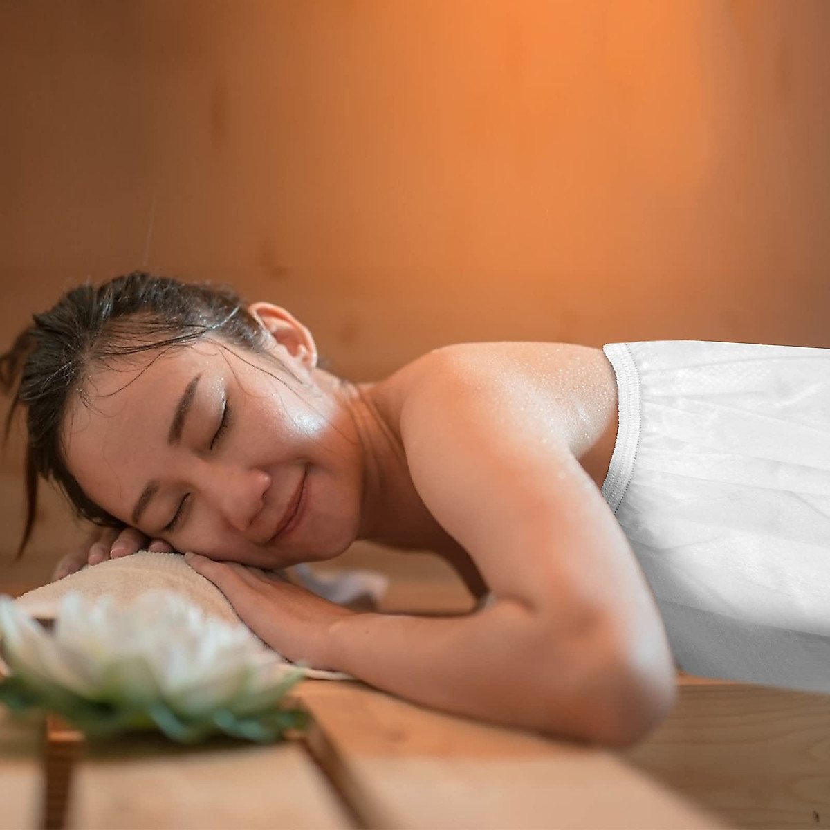 10 Pcs Disposable Spa Wrap Non-Woven Bath Wrap Disposable Spa Wrap Bathrobe Sauna Bath Skirt Sweat Steaming with Adjustable Closure Wrap Bathrobe Disposable Robes for Salon Spa Beauty (Thick White)