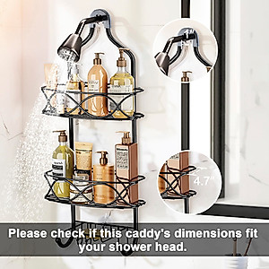 GRANNY SAYS Shower Caddy Hanging, Shower Organizer with Toothbrush Holder, Shower Holder Over Shower Head, Shower Racks for Inside Shower, Black Shower Caddy, Bathroom Shower Organizer