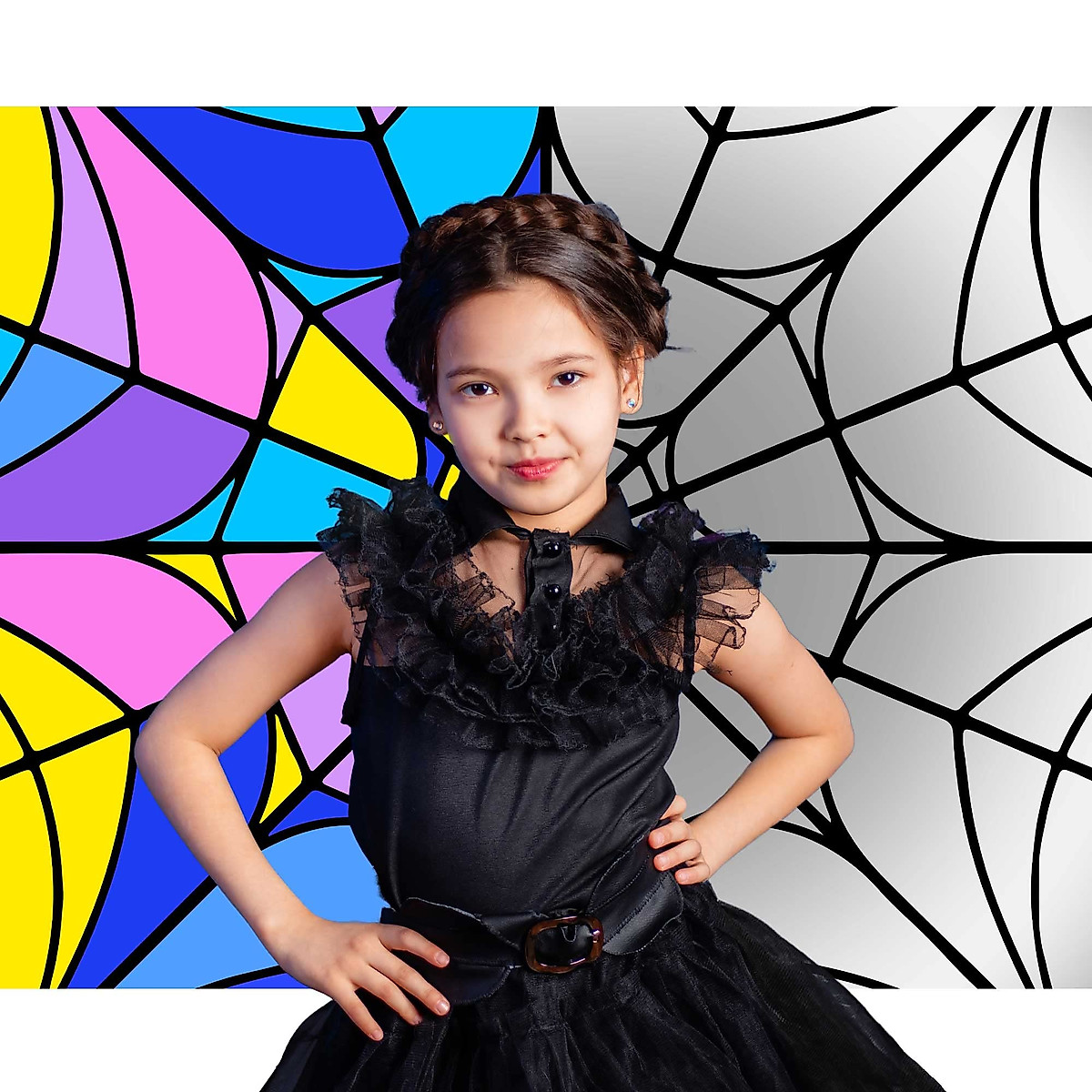 SeekPro 7x5 Wednesday Addams Birthday Banner Wednesday Addams Party Backdrop Photo Background Wednesday TV Party Supply Favor for Birthday Party Decor Nevermore Character Party Banner SK6253B