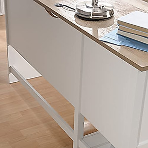 Sauder Cottage Road L-Desk, L: 65.11" x W: 58.66" x H: 29.76", Soft White Finish