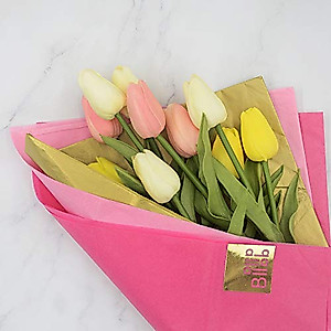 BllalaLab Tissue Gift Wrapping Paper 60 Sheets Metallic Gold Set Premium Quality Recyclable Bulk, 26” x 20”, Perfect for Art Craft Decoration, Birthday, Wedding, Baby Shower (Pink & Gold)