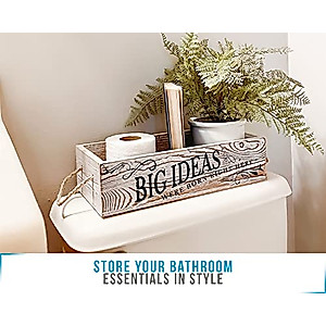 Bathroom Decor Box, 2 Sides with Funny Sayings -Perfect for Farmhouse Bathroom Decor, Rustic Bathroom Decor, Funny Toilet Paper Holder - Rustic White