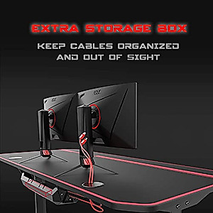 VITESSE Ergonomic Gaming Desk 55 Inch, T Shaped Office PC Computer Desk with Full Desk Mouse Pad, Gamer Tables with Gaming Handle Rack, Cup Holder Headphone Hook