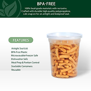 Clear Deli Containers with Lids - 32 oz (Pack of 120) | Leakproof Food Storage Solution for Home, Restaurant, Takeout, Soups, Sauces, and Slime