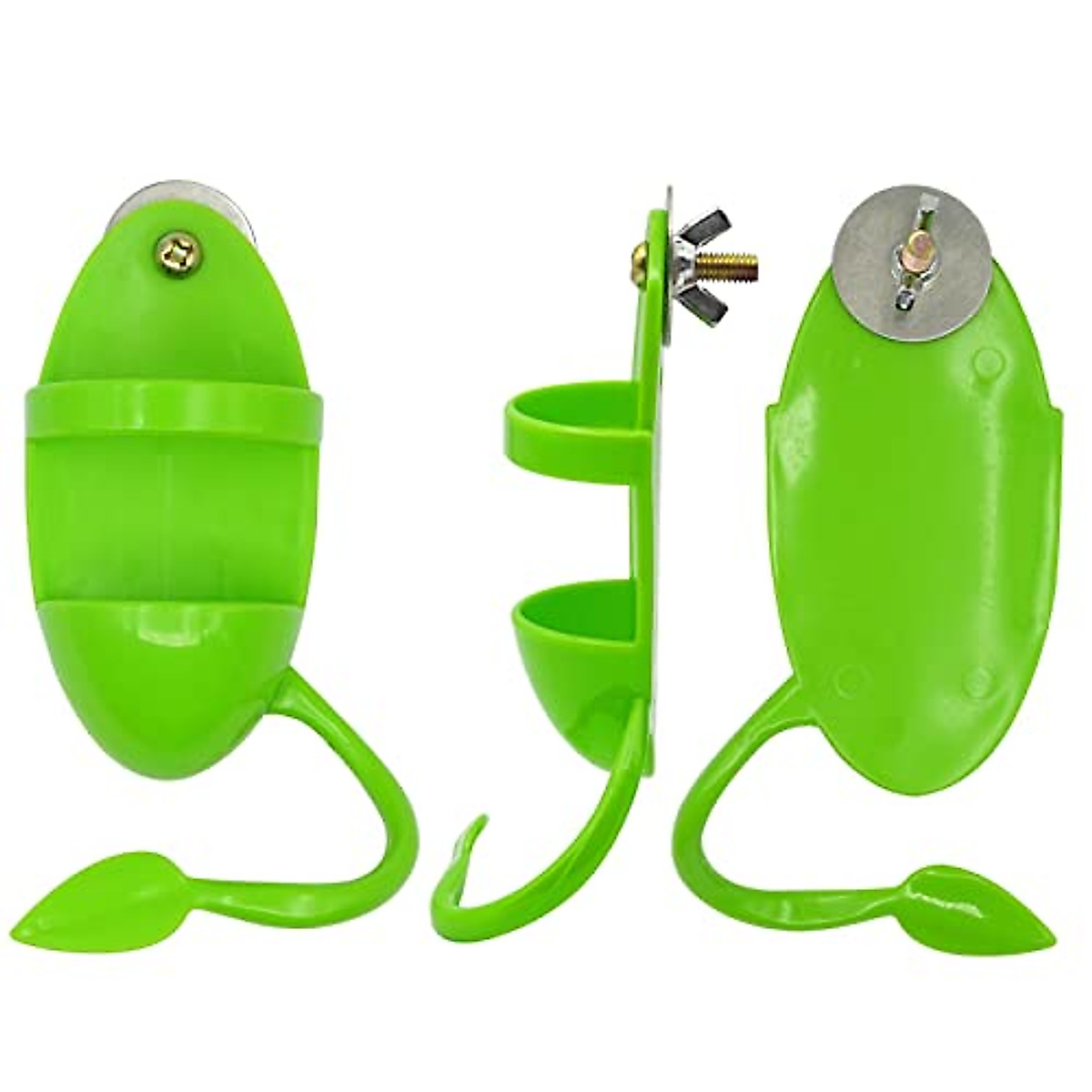 PAULOZYN 2PCS Bird Cuttlebone Stand Holder Feeding Cup Rack Birdcage Accessories with Perches Supplies Fruit Vegetable Storage for Budgies Parakeet Cockatiel Conure Lovebird Finches, Green