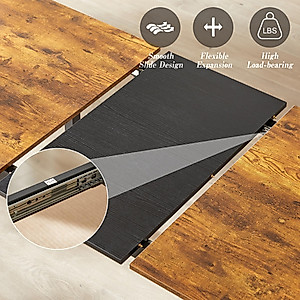 VECELO 3-Piece 63" Extendable Kitchen Table with Benches/Chairs, Modern Breakfast Dinette/Dining Room Set for 4/6/2, Small Space Saving Design, Easy Assembly