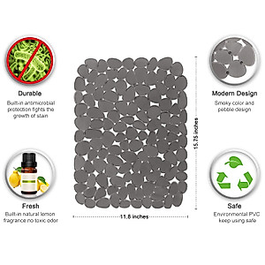 Bligli Pebble Sink Mat for Stainless Steel/Ceramic Sinks, 2 Pack PVC Sink Protectors Mats for Bottom of Kitchen Sink, Dish Drying Mat for Dishes and Glassware, 15.7 x 11.8 inch, Grey